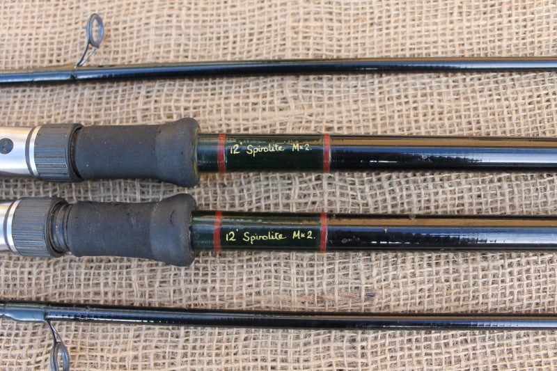 2 x Rod Hutchinson Spirolite Mark 2 Old School Carbon Carp Fishing Rod ...
